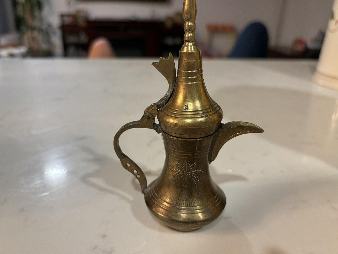 Vintage Brass Dallah Arabic Middle Eastern Small Coffee Pot FIVE Inches ...