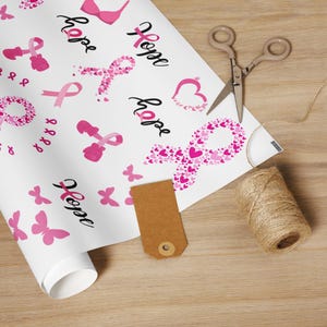 Breast Cancer Awareness Hope Wrapping Paper Roll (2 Size Rolls ...