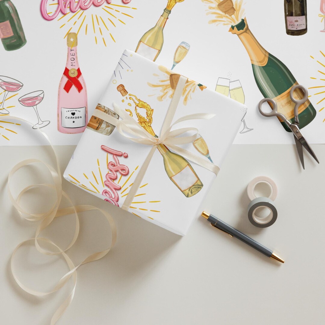 Champagne & Celebrate Wrapping Papers - Fun-spirited Birthday Gift Wrap ...