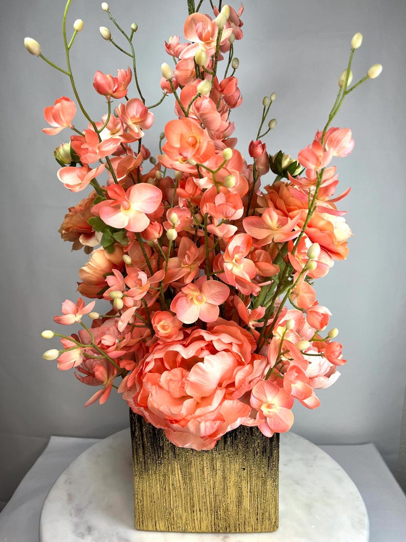 Elegant Peach Color Floral Arrangement - One-of-a-kind - Stunning Gift ...