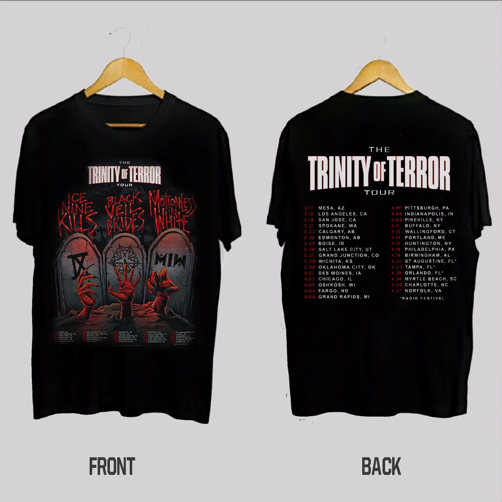 2022 The Trinity Of Terror Tour Shirt, Black Veil Brides Shirt, Trinity ...