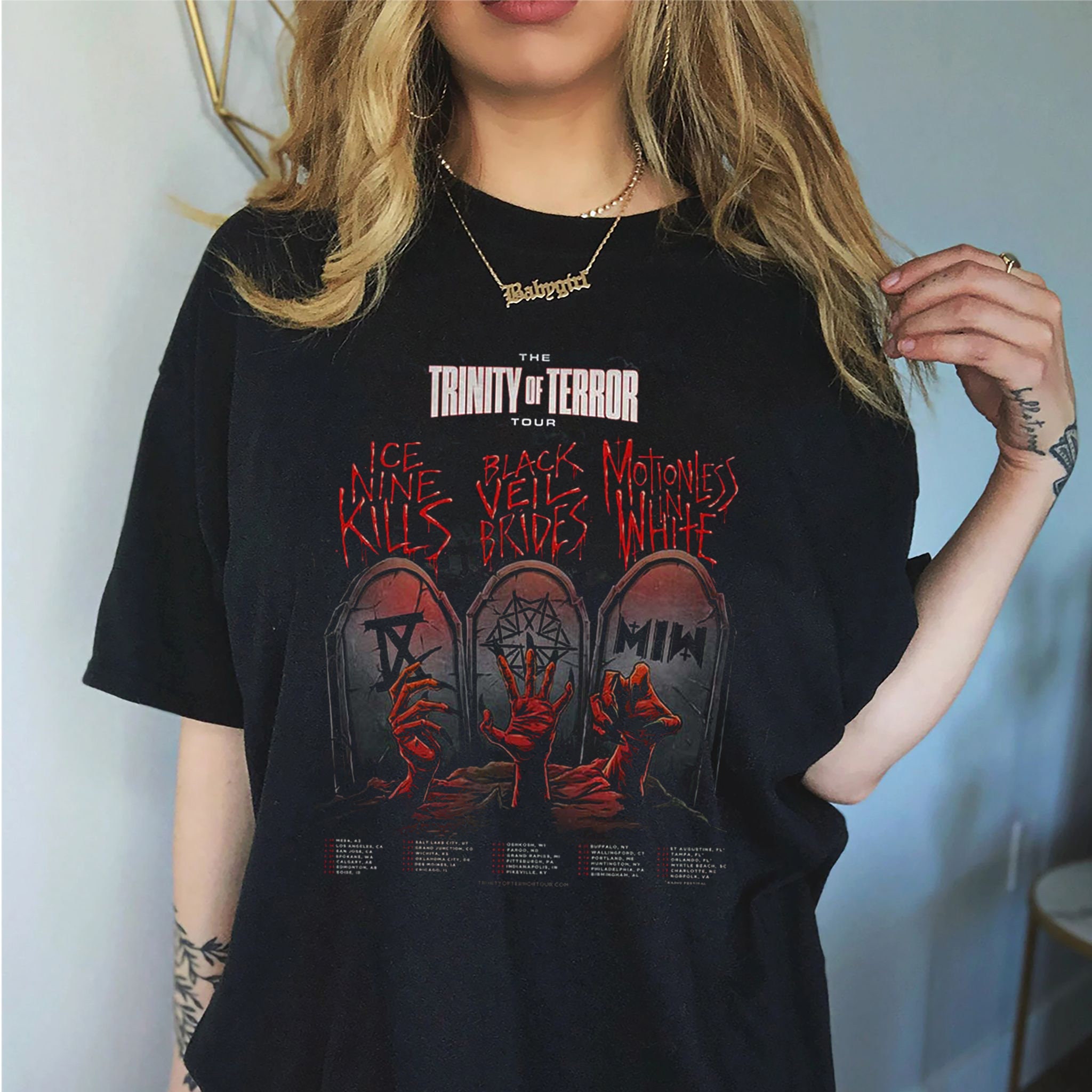 2022 The Trinity Of Terror Tour Shirt, Black Veil Brides Shirt, Trinity ...