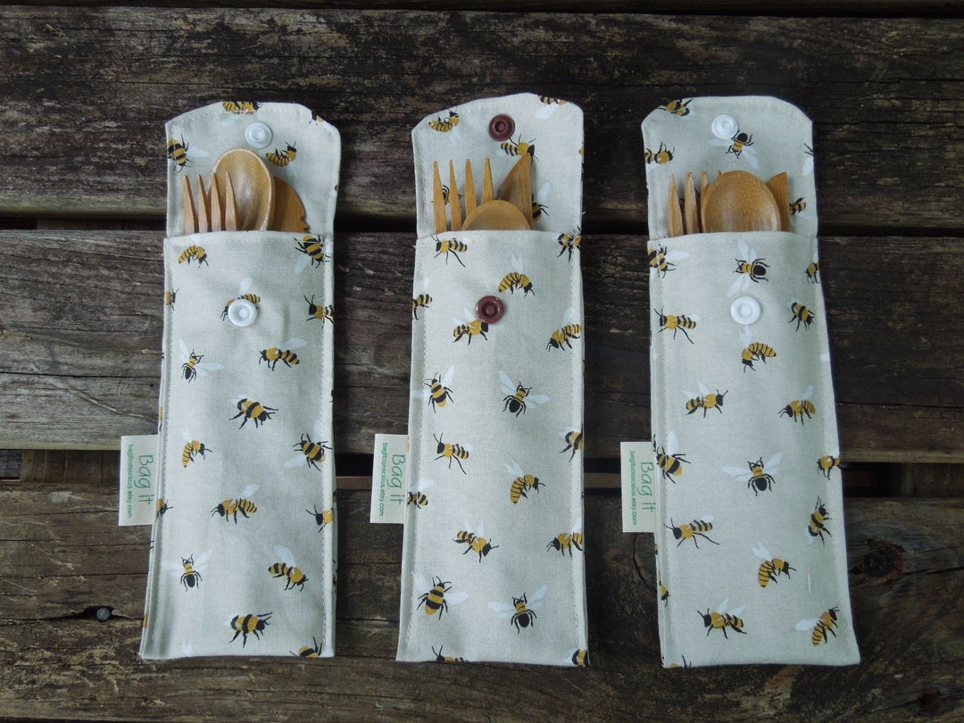 Travel Cutlery Pouch - Reusable Bamboo Cutlery and Carrying Pouch ...