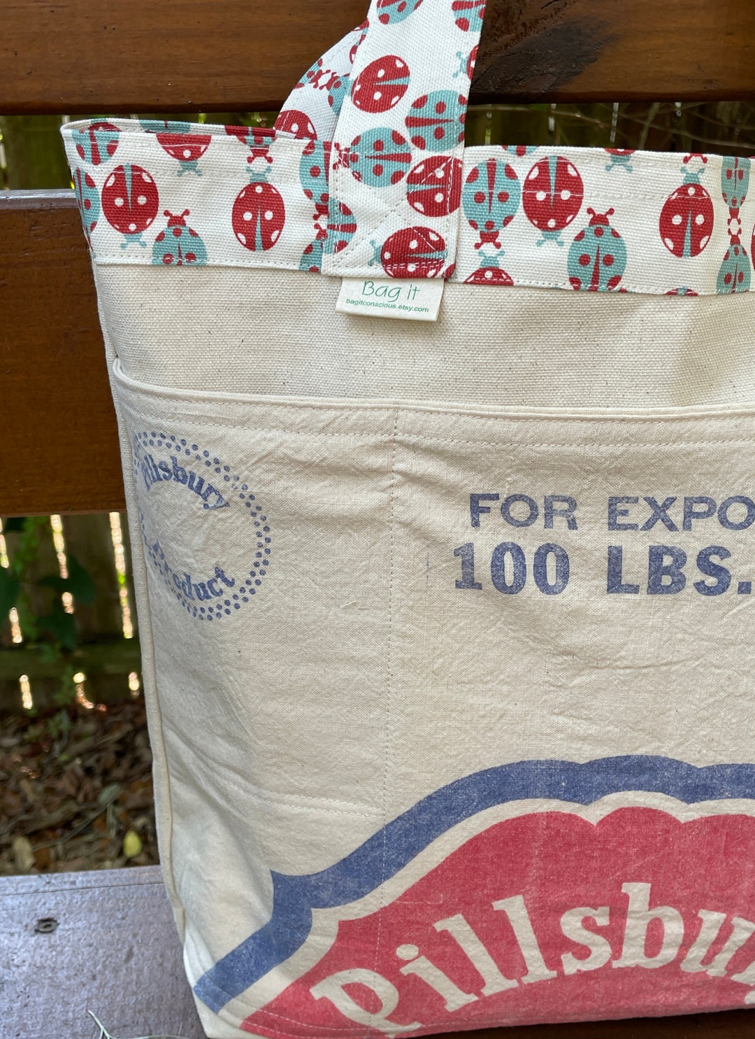 Vintage Cotton Flour Sack Tote Old Fashioned Flour Sack Flour Bag ...