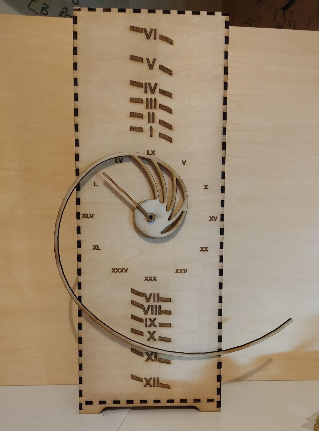 Minimalist Clock Roman Numerals Modern Design Handcrafted in Wood Laser ...
