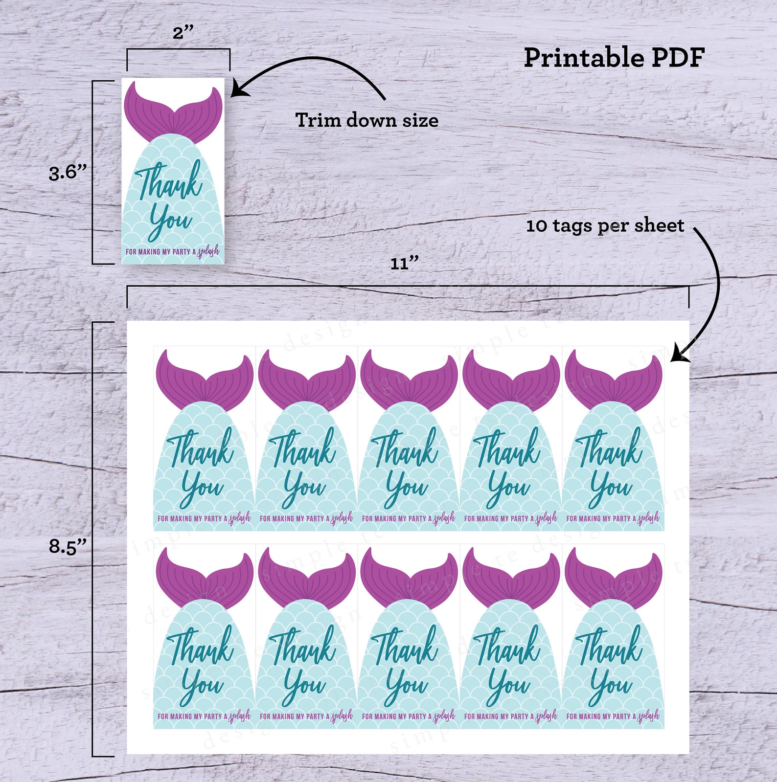 Mermaid Tail Tag. Mermaid Tag. Mermaid Tail Gift Tags. Printable PDF ...