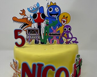 Rainbow Friends Inspired Cake Topper, Cardstock Caketopper, - Etsy