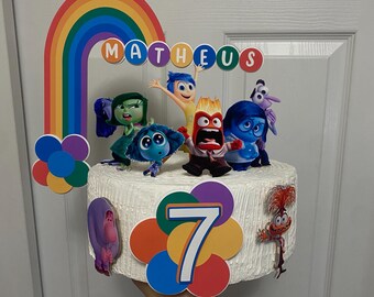 Inside Out Cake Topper, Cake Topper Shaker, Happy Birthday Cake, Custom ...