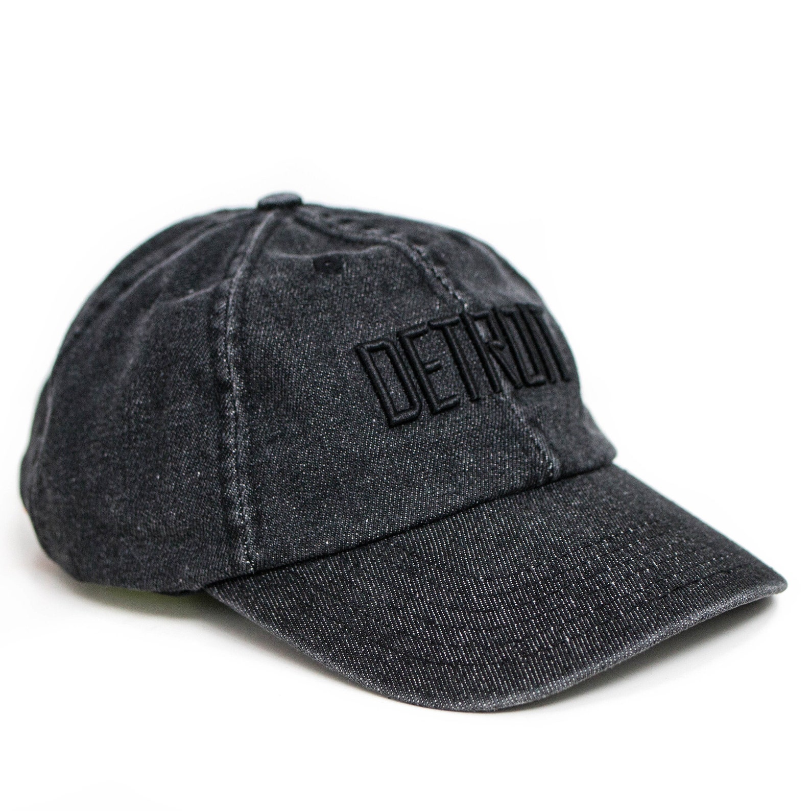 Black Washed Denim Detroit Snapback Hat - Etsy