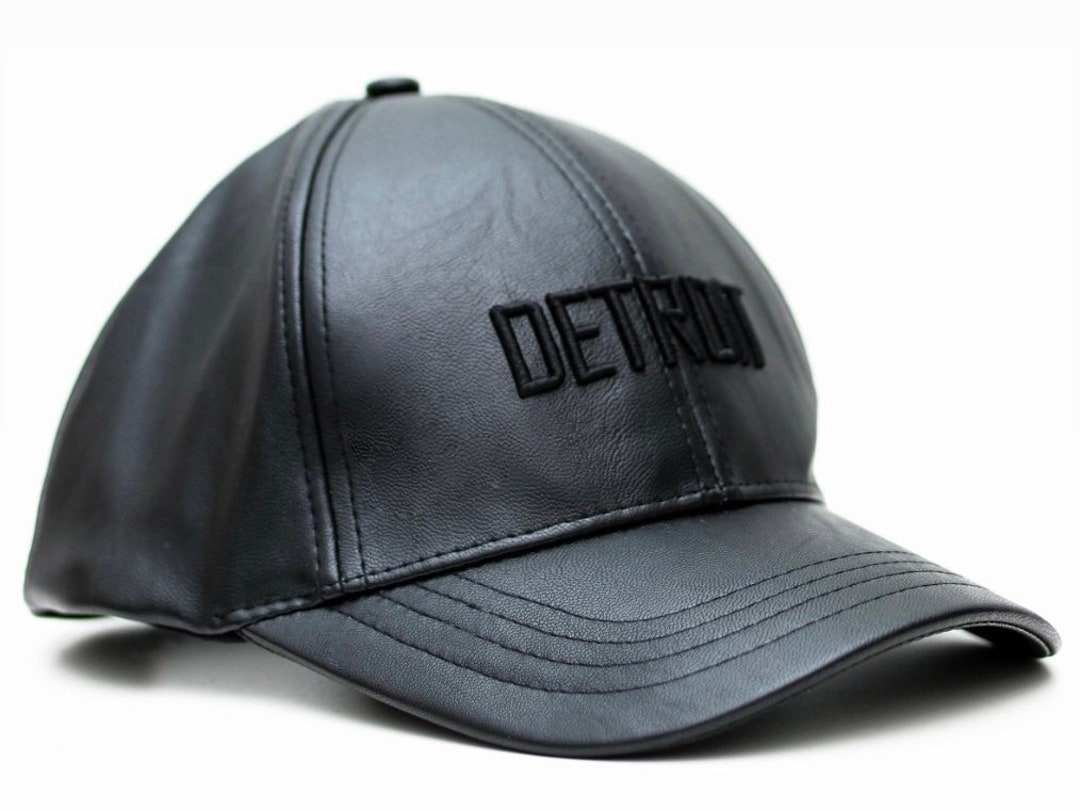 Detroit Black Leather Baseball Cap - Etsy