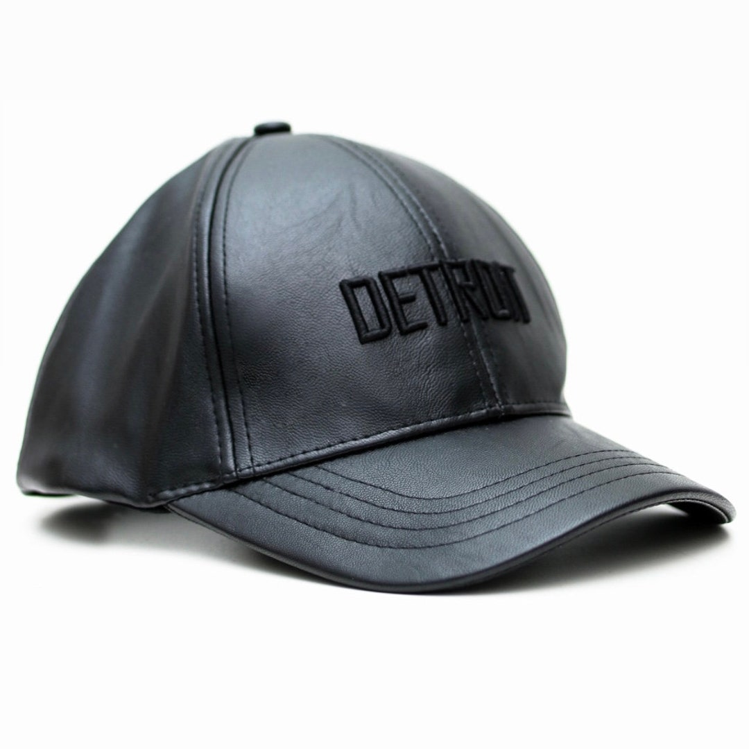 Detroit Black Leather Baseball Cap - Etsy