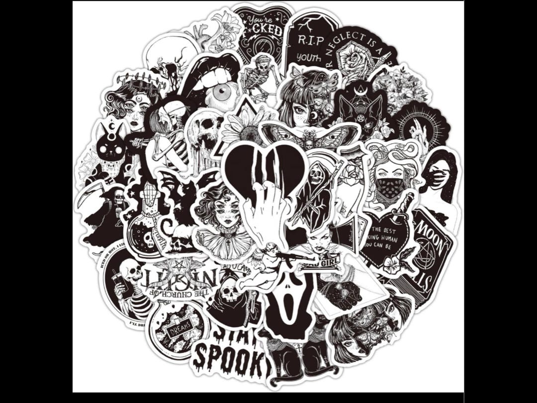 Goth Black and White Sticker Pack (random Selection) 2-inch - Etsy