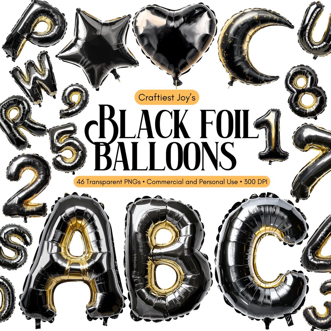 Black Foil Balloons Clipart Foil Balloon Numbers Clipart Black Friday ...
