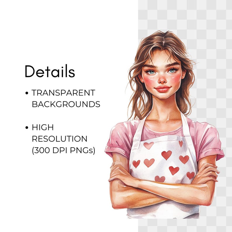 Watercolor Bakery Clipart Kawaii Clipart Baker PNG Baking Graphics ...