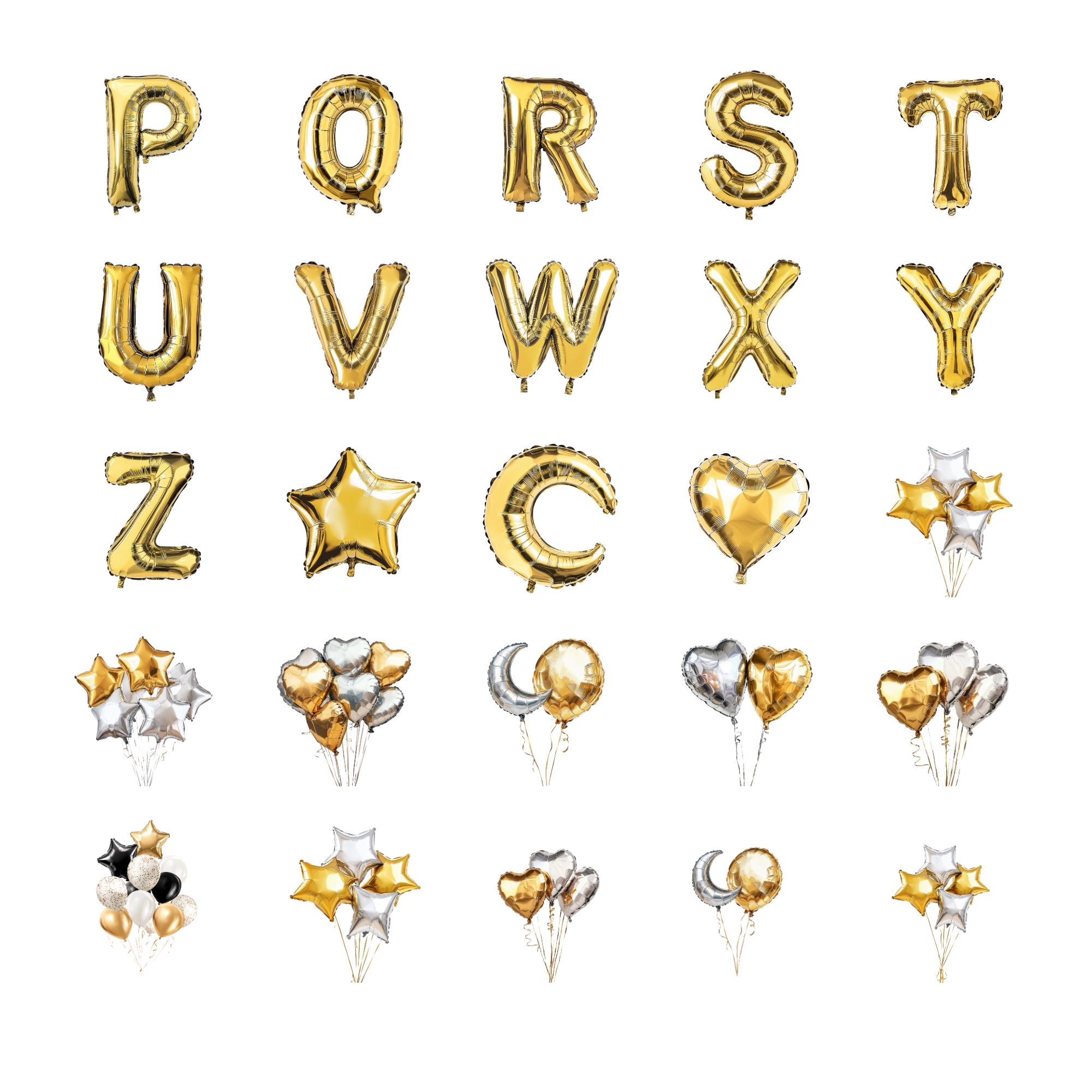 Gold Balloon Numbers Clipart Set Foil Balloon Clipart Party Celebration ...