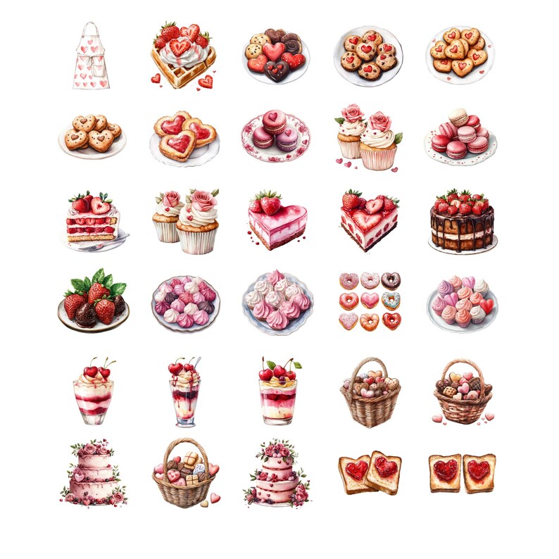 Watercolor Bakery Clipart Kawaii Clipart Baker PNG Baking Graphics ...