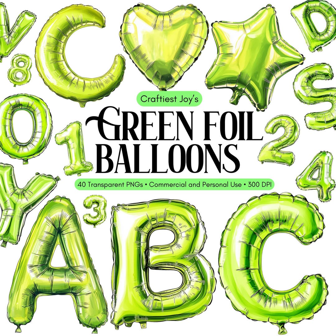 Lime Green Foil Balloon Number Clipart Green Foil Balloon Clipart Party ...