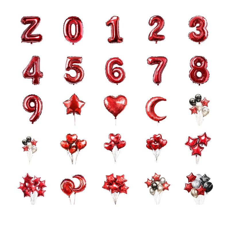 Red Foil Balloon Alphabet Clip Art PNG Red Foil Party Design Balloons ...