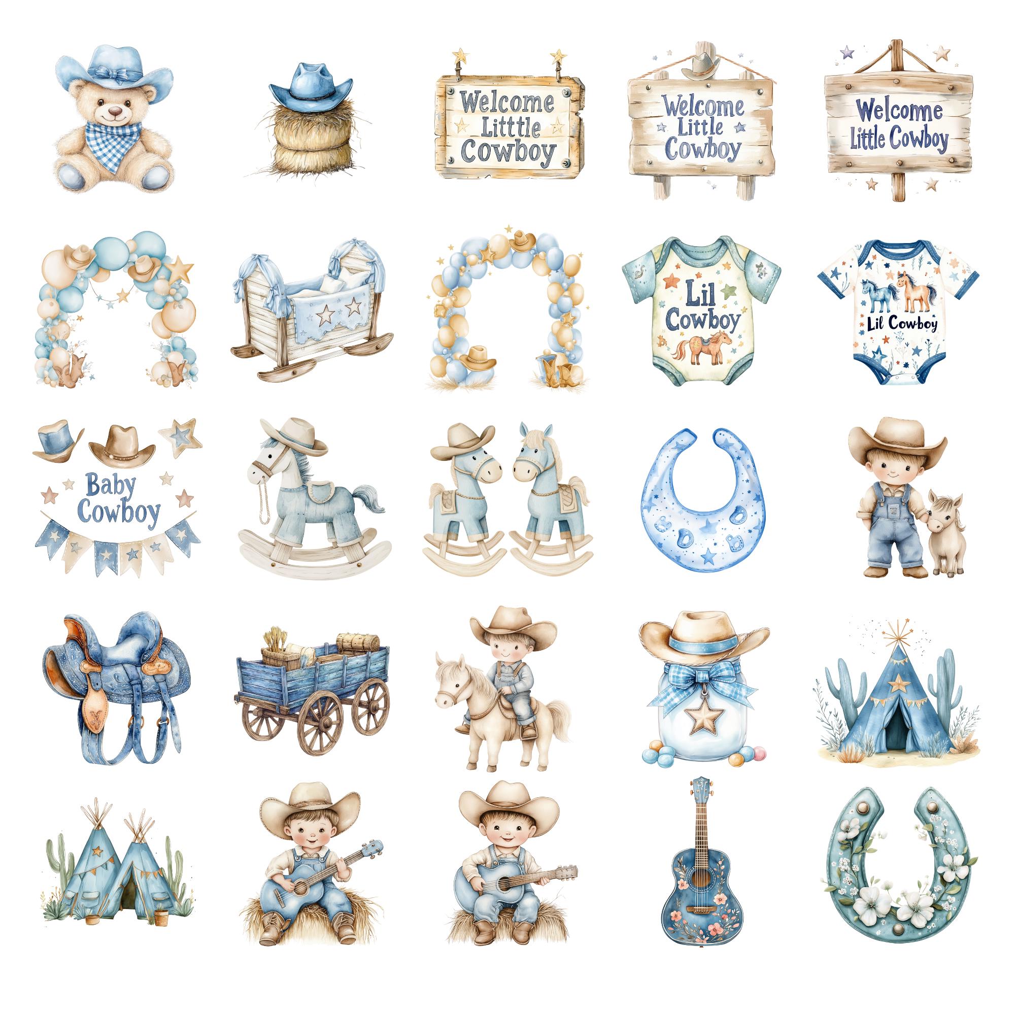 Cute Baby Boy Cowboy Clipart PNG Wild West Clipart Baby Boy Western ...