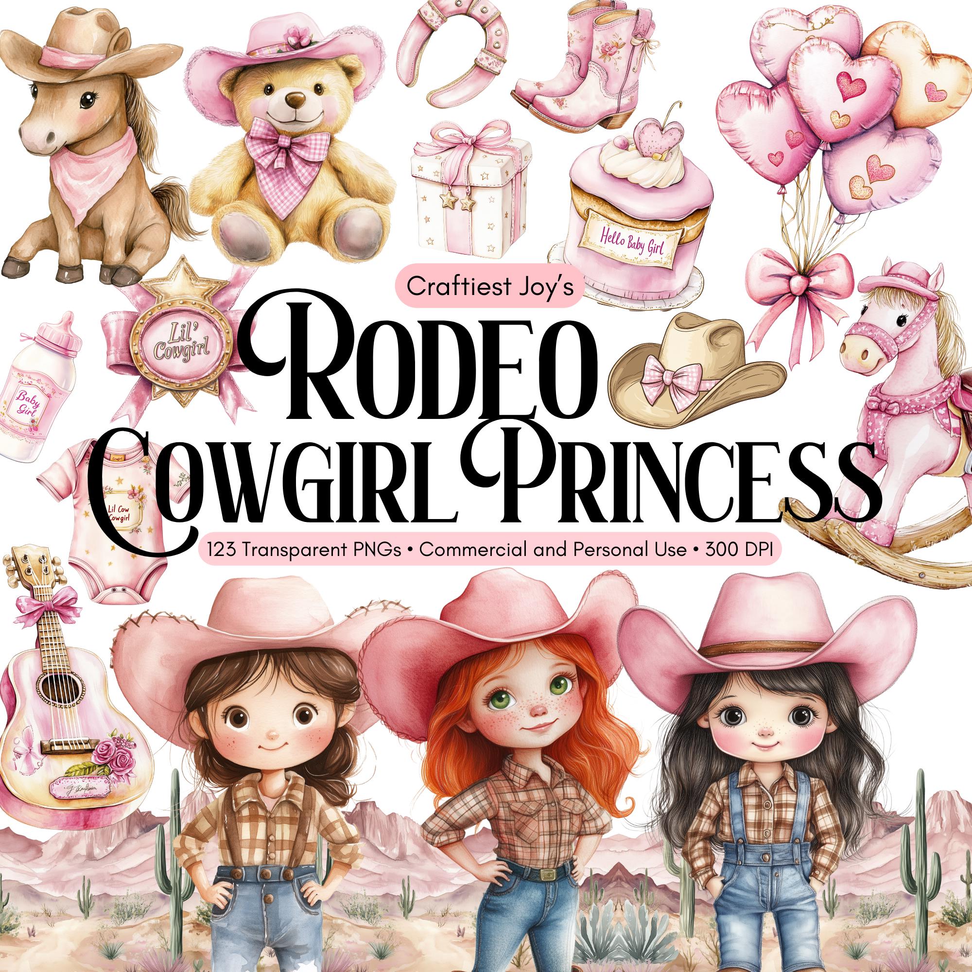 Cute Pink Cowgirl Clipart PNG Baby Cowgirl Clipart Bundle Wild West ...