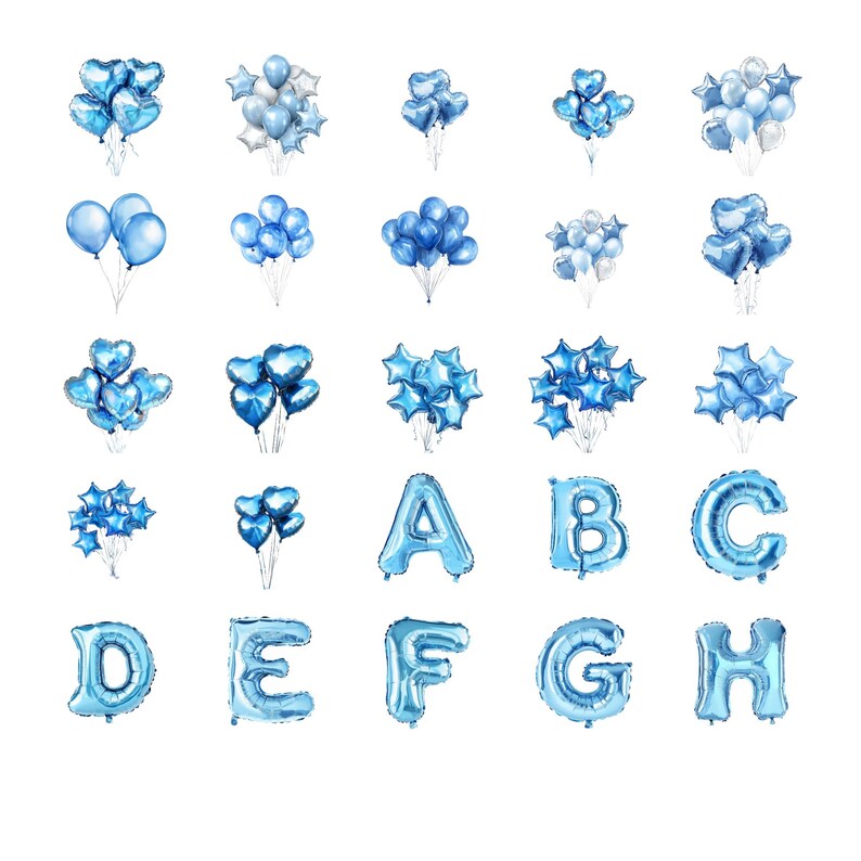 Blue Foil Balloon Number Blue Letter Balloon Blue Alphabet Party ...