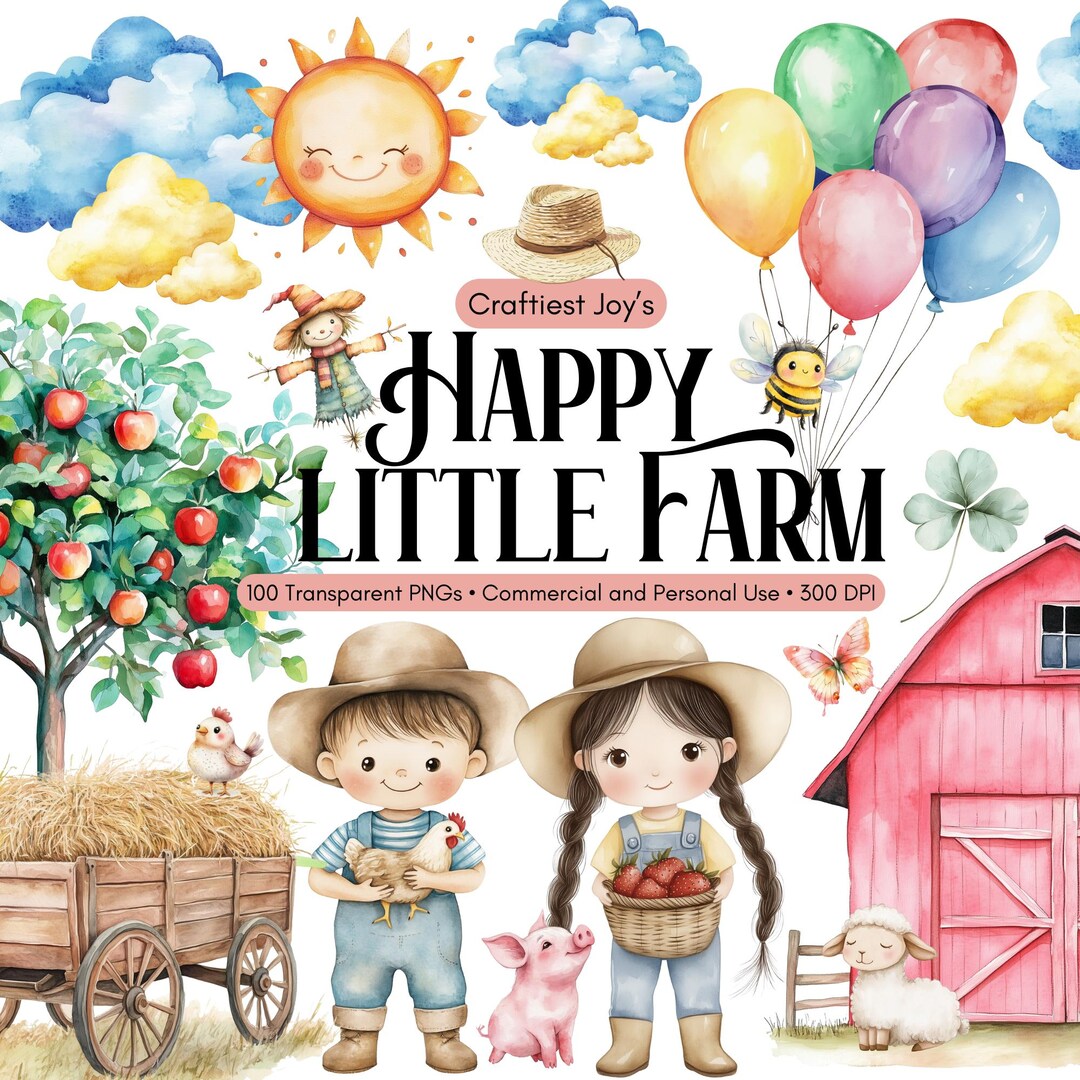 Cottage Core Baby Farm Clipart Cute Farm Clipart Little Farm Animal ...