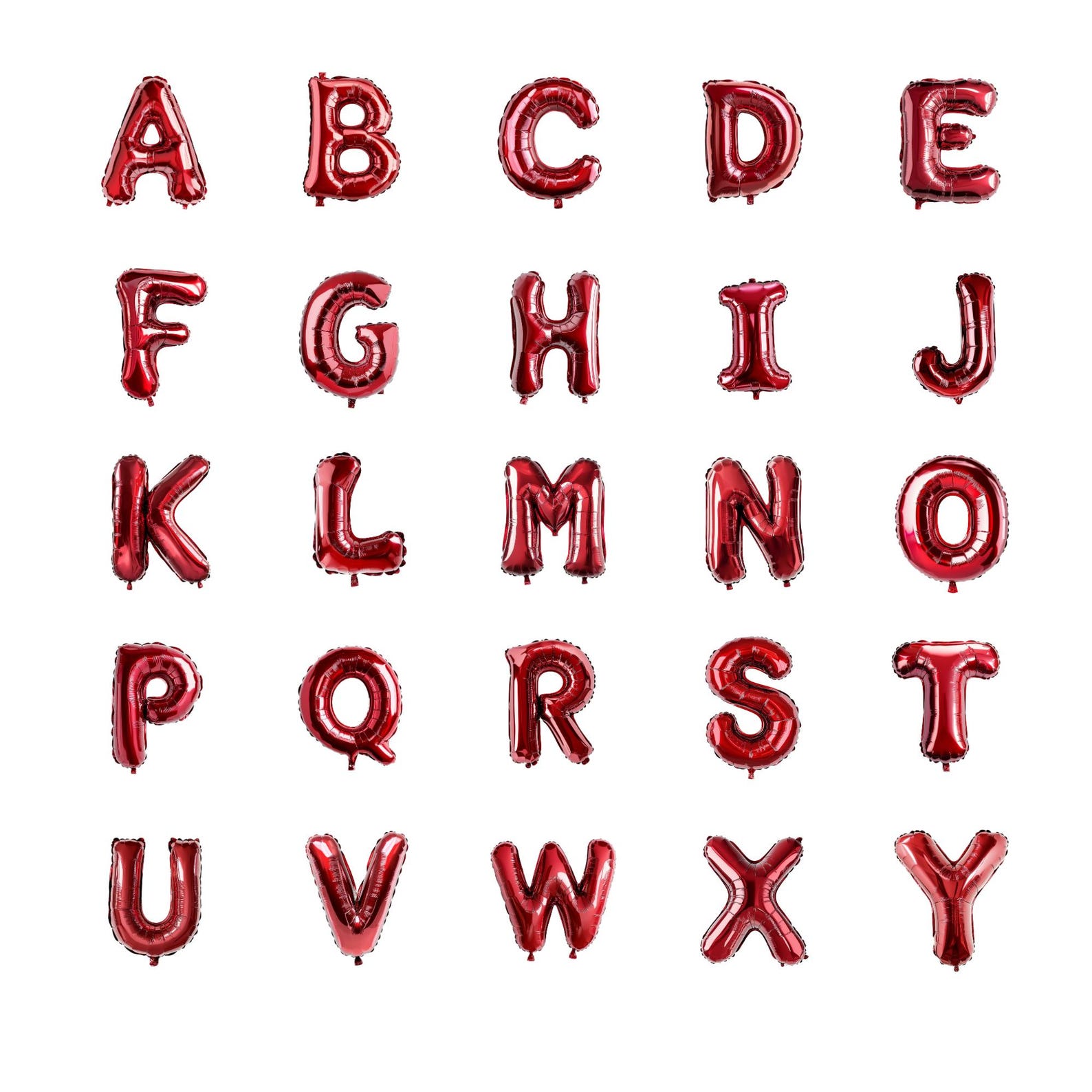 Red Foil Balloon Alphabet Clip Art PNG Red Foil Party Design Balloons ...