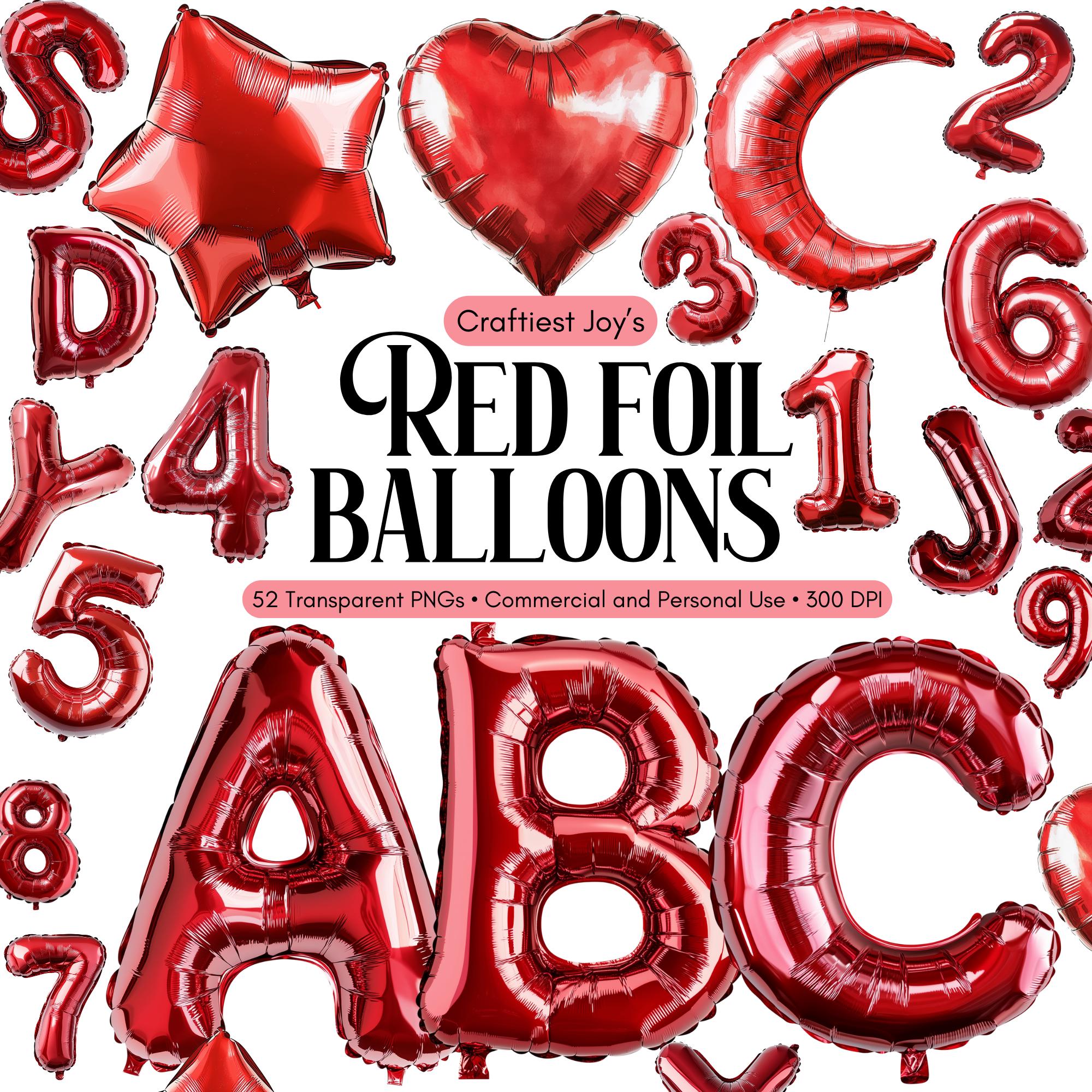 Red Foil Balloon Alphabet Clip Art PNG Red Foil Party Design Balloons ...