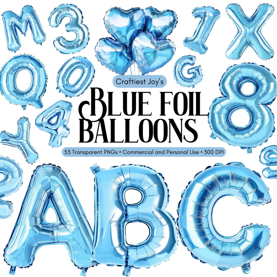 Blue Foil Balloon Number Blue Letter Balloon Blue Alphabet Party ...