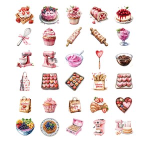 Watercolor Bakery Clipart Kawaii Clipart Baker PNG Baking Graphics ...