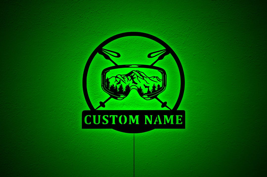 Personalized Snow Goggles RGB LED Wall Light, Snowboarding Wall Art ...
