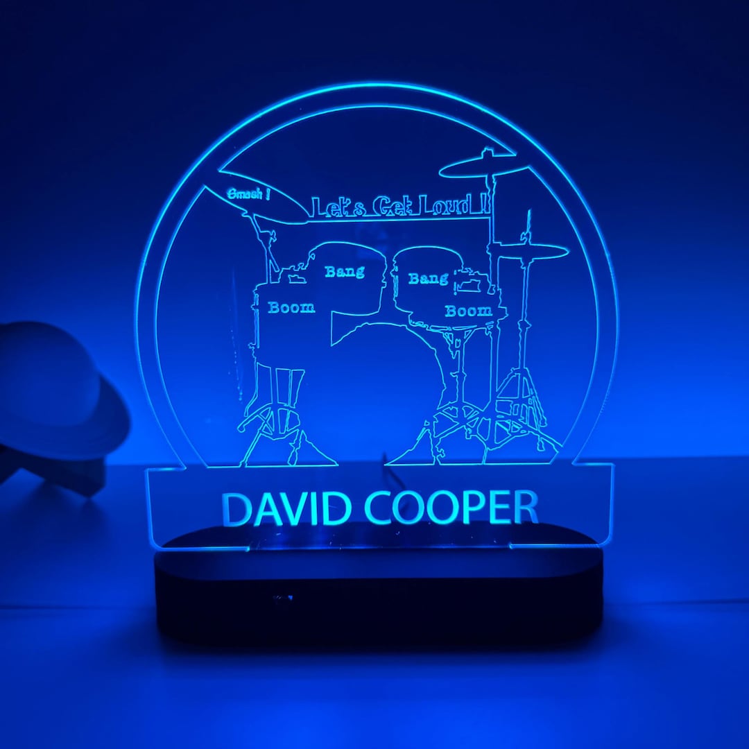 Customizable Drummer 3D Night Light, Drum Players Name Light, Snare ...