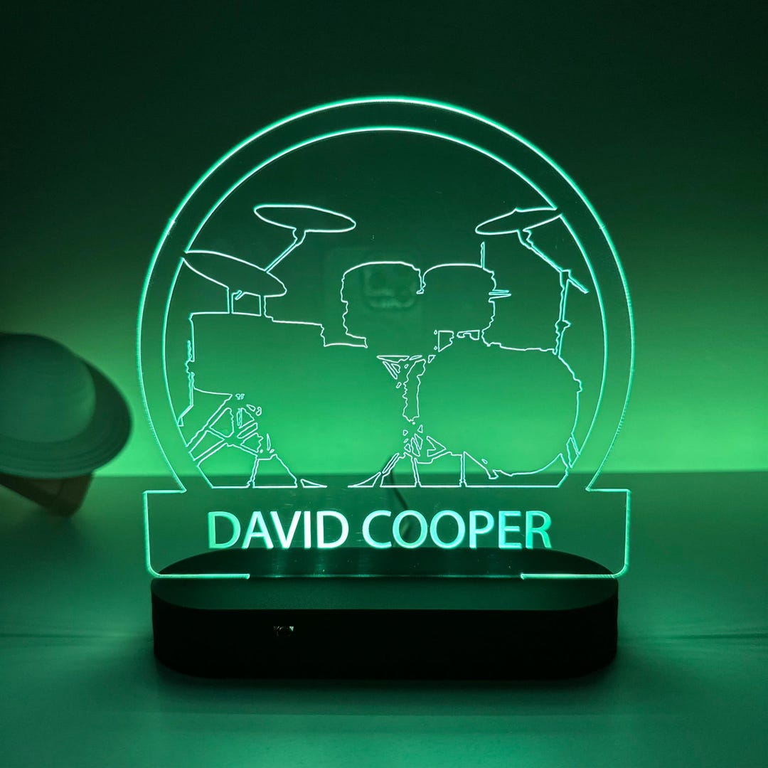 Personalized Drummer 3D Night Light, Drum Players Name Light, Snare ...