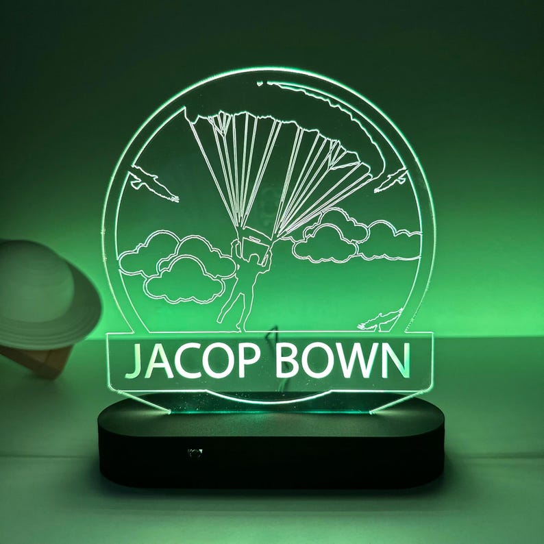 Custom Skydiving RGB Night Light, Parachute 3D Desk Lamp, Advanture ...