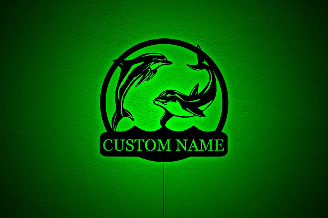 Customizable Dolphin RGB Led Sign, Sea Animals Led Lights, Nursery Room ...