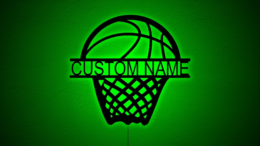 Customizable Basketball Hoop Name Sign, Basketball RGB Led Wall Light ...