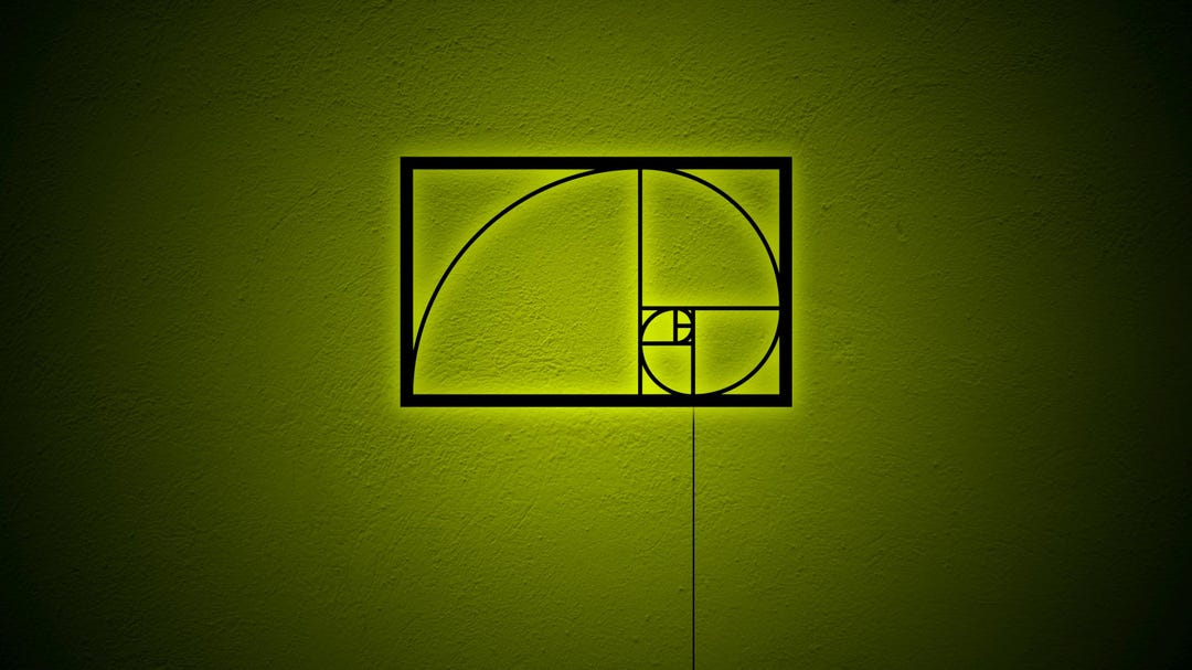 Fibonacci Spiral Wall Art, Golden Ratio Fibonacci Spiral RGB Light ...