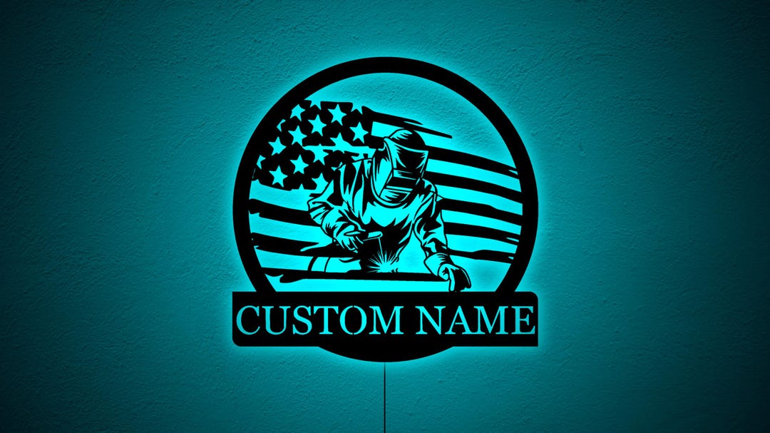 Personalized US Ironworker Wall Art W/rgb LED, Welder Decor Gift for ...