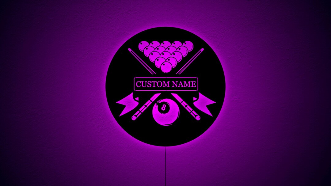 Billiards Wall Art With LED Light, Billiards Club Gift, Dad Gift ...