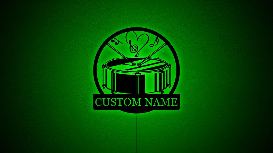 Customizable Snare Drum Wall Art W/led Light, Rock Instrument Light Up ...