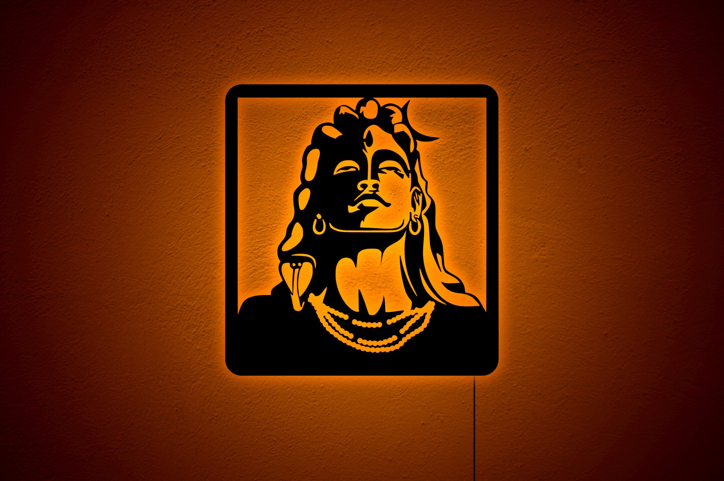 Adiyogi Shiva RGB Wall Light, Shiva Meditation Room Decor, Anniversary ...