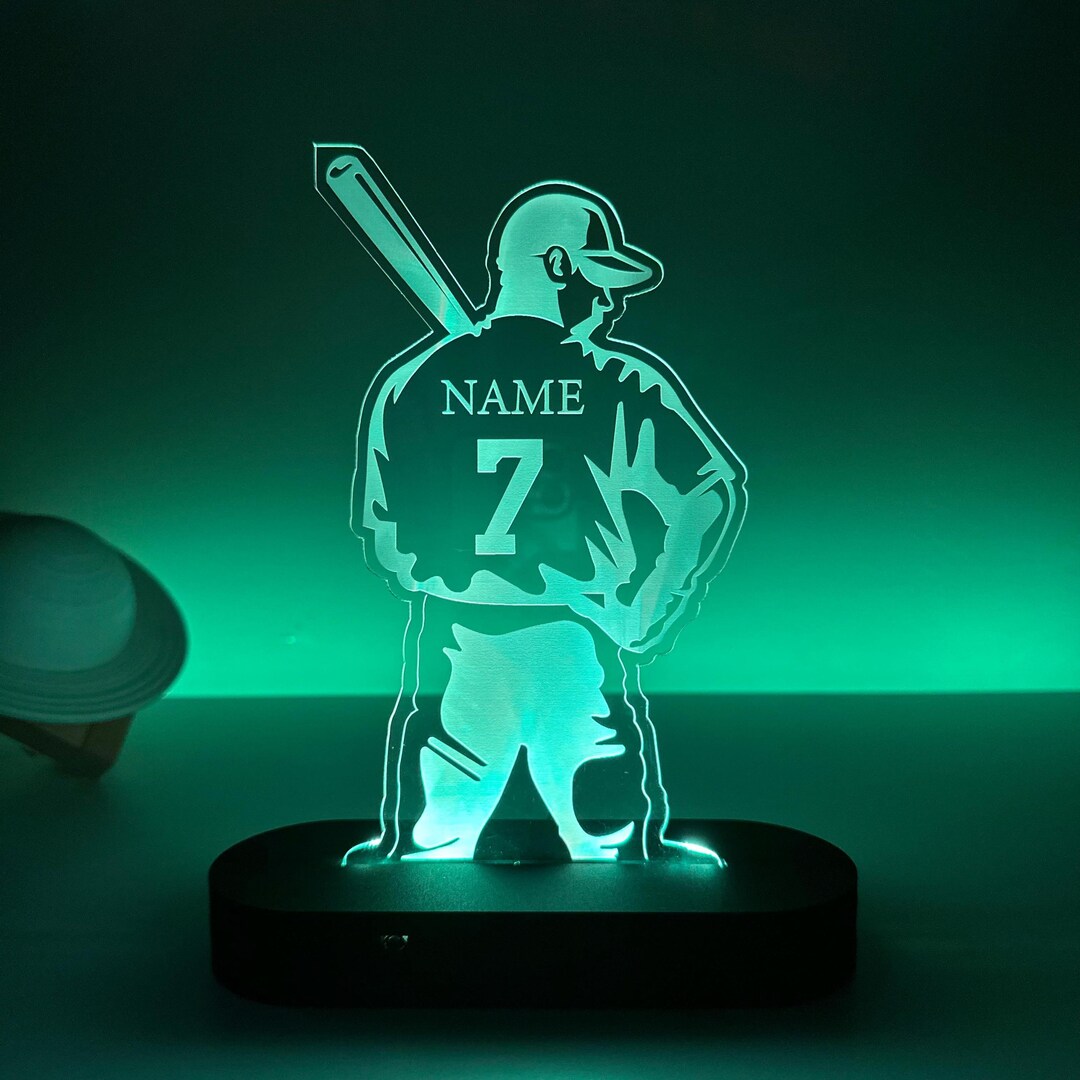 Baseball Player Personalized LED Night Light, Baseball Players Name ...