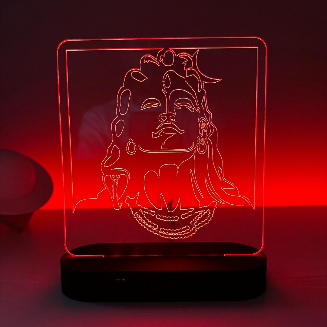 Lord Shiva 3D Night Light, Adiyogi Home Decor, Meditation Room 3D LED ...