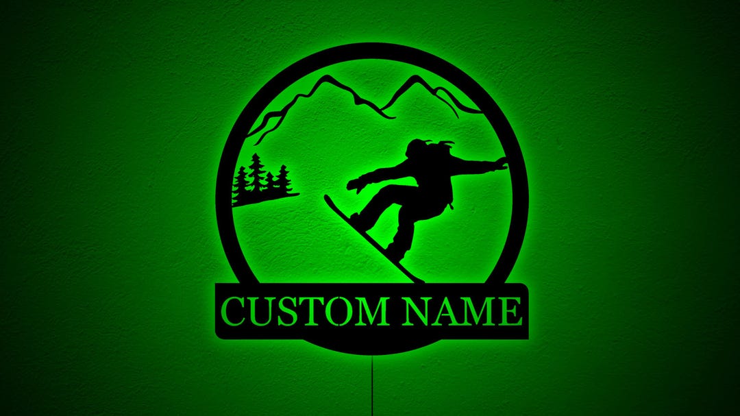 Personalized Snowboarding Wall Art W/rgb LED Light, Custom Snowboard ...