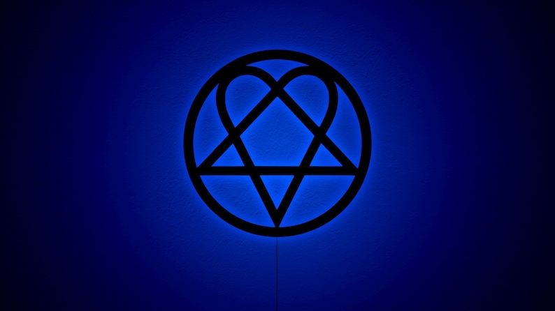 Heartagram RGB Wall Light, Heartagram Symbol LED Wall Art, Heart and ...