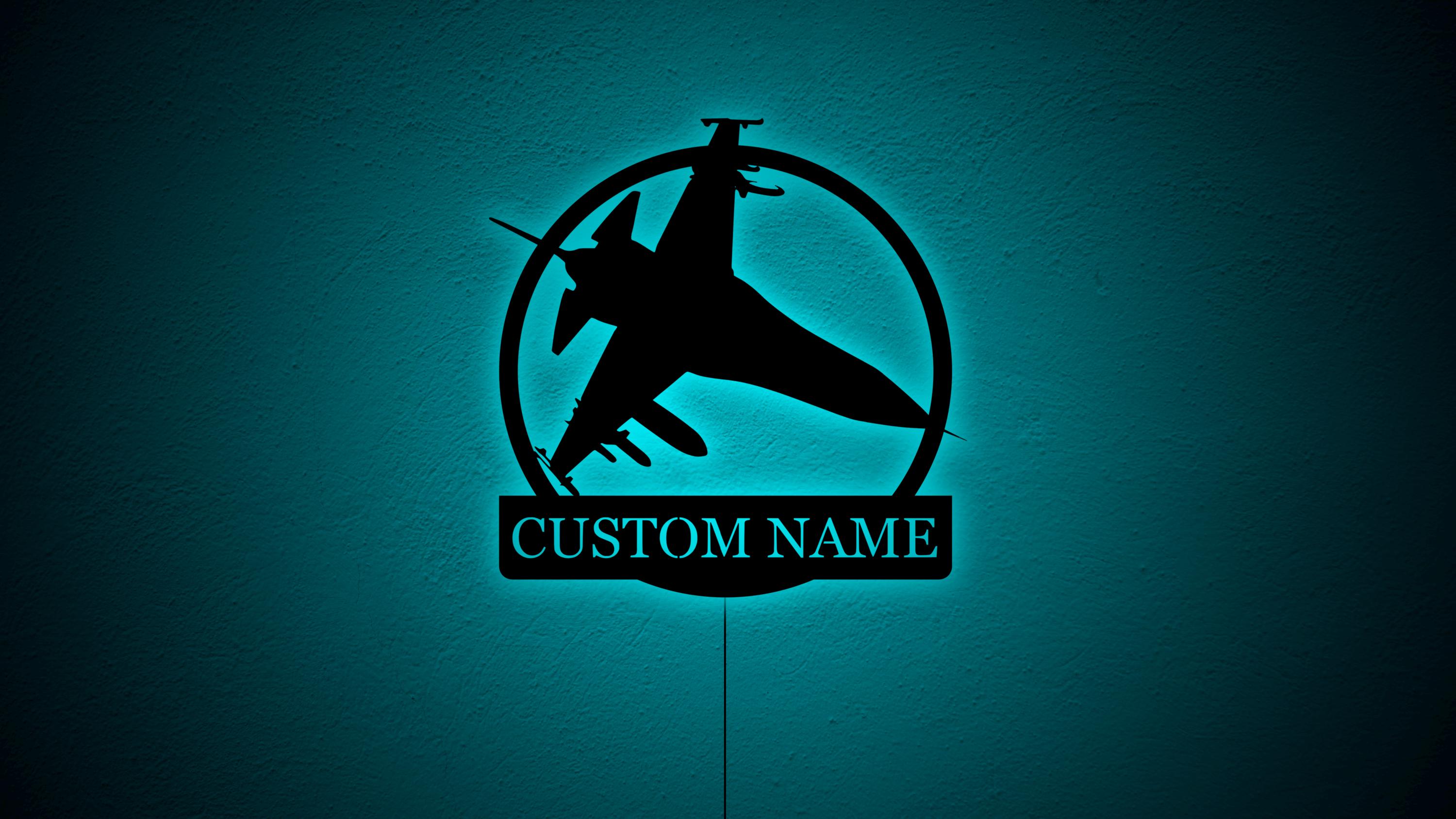 Personalized Aircraft Wall LED Sign, Custom Fighter Jet Wall Decor W ...
