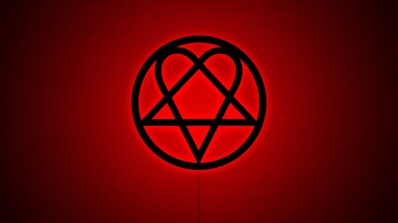 Heartagram RGB Wall Light, Heartagram Symbol LED Wall Art, Heart and ...