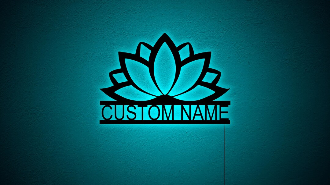 Personalized Lotus Flower RGB LED Wall Light, Yoga Studio Wall Art ...