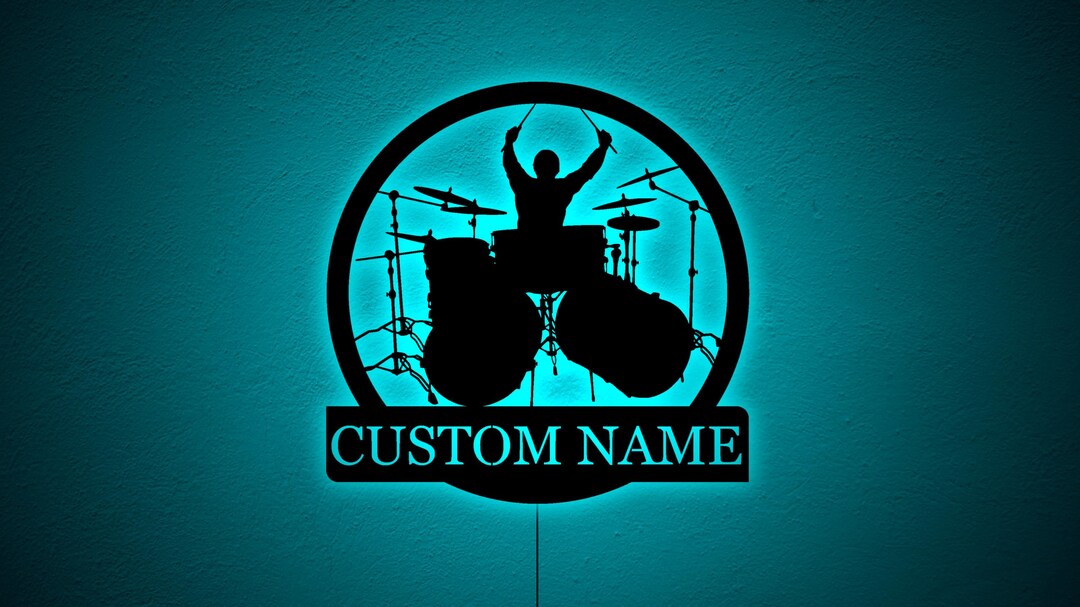 Personalized Drummer Wall Art W/rgb Led Light, Gift for Men ...