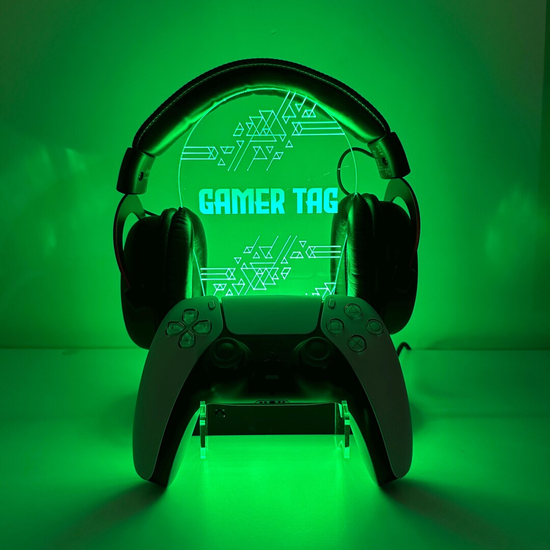 Personalized Gaming Controller and Headphone Stand, RGB Headset Holder ...